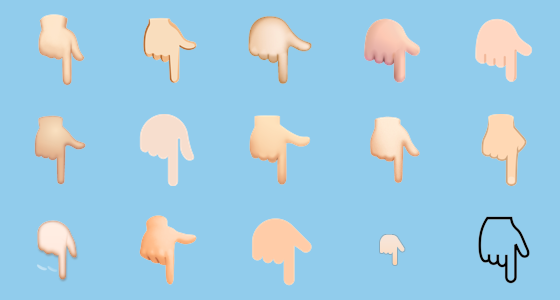 👇🏻 Backhand Index Pointing Down: Light Skin Tone on JoyPixels 10.0