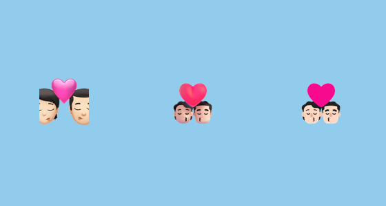 🧑🏻‍ ️‍💋‍👨🏻 Kiss: Person, Man, Light Skin Tone on Apple iOS 16.4
