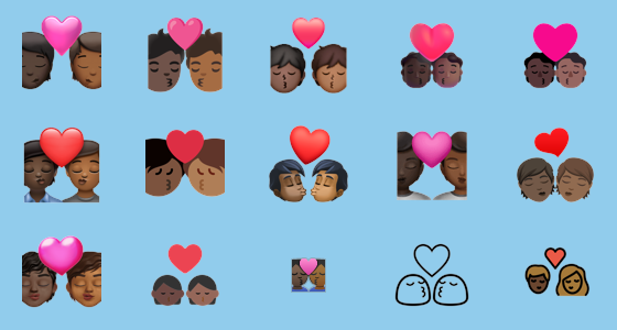 🧑🏿‍ ️‍💋‍🧑🏾 Kiss: Person, Person, Dark Skin Tone, Medium-Dark Skin Tone ...