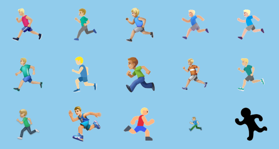 🏃🏼‍♂️ Man Running: Medium-Light Skin Tone on Google Noto Color Emoji 16 ...
