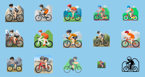 🚵🏻 Person Mountain Biking: Light Skin Tone on JoyPixels 2.0