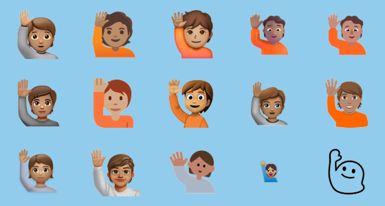 🙋🏽 Person Raising Hand: Medium Skin Tone on Google Noto Color Emoji 16. ...