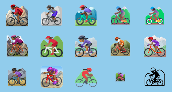 🚵🏾‍♀️ Woman Mountain Biking: Medium-Dark Skin Tone on Twitter / X ...