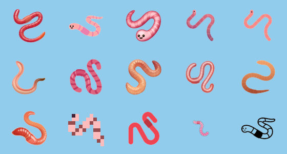 Noto Color Emoji, Animated 16.0上的🪱 蠕虫