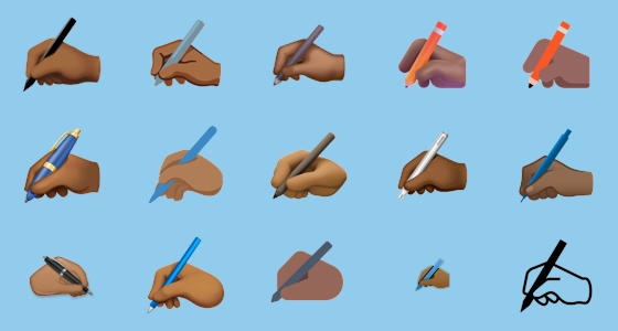 🏾 Writing Hand: Medium-Dark Skin Tone on Noto Color Emoji, Animated 16.0
