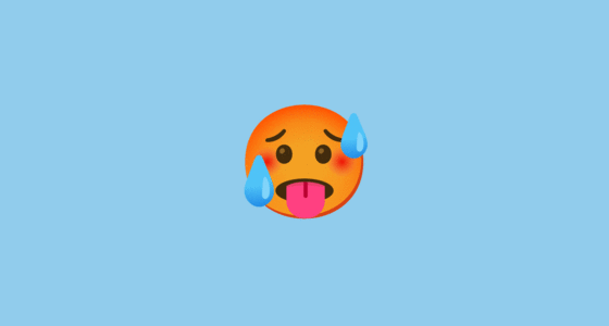 🥵 Visage Rouge Et Chaud Emoji on Noto Color Emoji, Animated 15.0