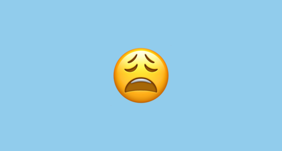 😩 Weary Face Emoji on Apple iOS 13.2