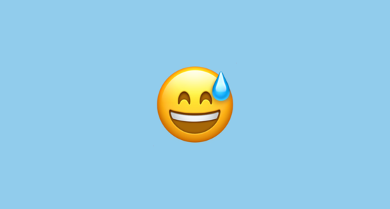 😅 Grinning Face with Sweat Emoji on Apple iOS 13.3