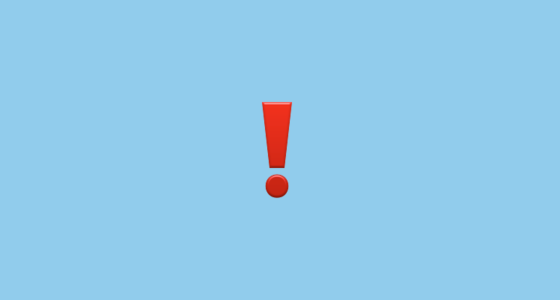 Red Exclamation Mark Emoji on Apple iOS 9.0