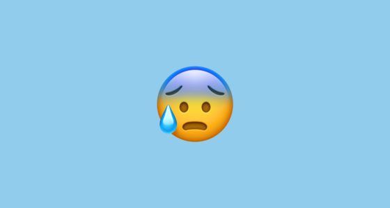 😰 Anxious Face with Sweat Emoji on Apple iOS 15.4