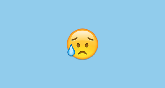 😥 Sad but Relieved Face Emoji on Apple iOS 9.1