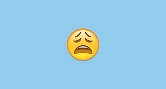 😩 Weary Face Emoji on Apple iOS 9.1