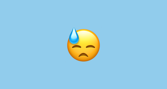 😓 Downcast Face with Sweat Emoji on Apple iOS 16.4