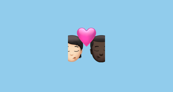 🧑🏻‍ ️‍💋‍👨🏿 Kiss: Person, Man, Light Skin Tone, Dark Skin Tone Emoji on ...
