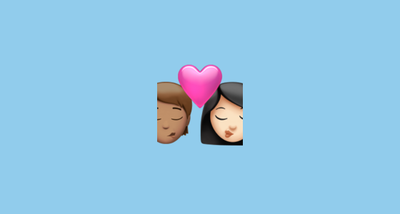 🧑🏽‍ ️‍💋‍👩🏻 Kiss: Person, Woman, Medium Skin Tone, Light Skin Tone Emoji ...