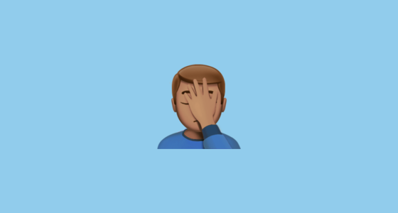 🤦🏽‍♂️ Man Facepalming: Medium Skin Tone Emoji on Apple iOS 16.4