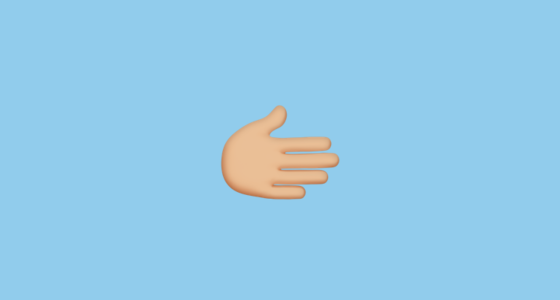 🫱🏼 Rightwards Hand: Medium-Light Skin Tone Emoji on Apple iOS 16.4