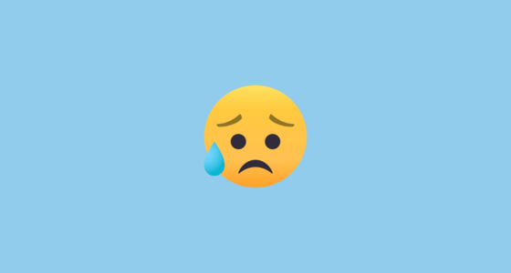 😥 Teleurgesteld Maar Opgelucht Gezicht Emoji on JoyPixels 4.0