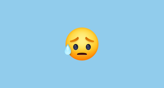 😥 Sad but Relieved Face Emoji on Facebook 15.0