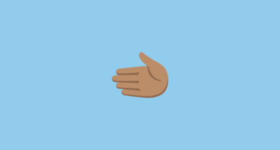 🫲🏽 Leftwards Hand: Medium Skin Tone Emoji on Google Noto Color Emoji 15.0