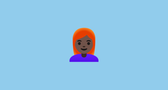 👩🏿‍🦰 Woman: Dark Skin Tone, Red Hair Emoji on Google Noto Color Emoji 15.0
