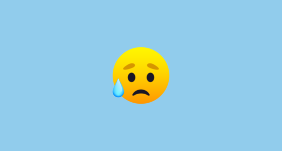 😥 Teleurgesteld Maar Opgelucht Gezicht Emoji on JoyPixels 6.6