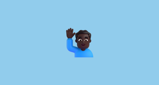 🙋🏿‍♂️ Man Raising Hand: Dark Skin Tone Emoji on Microsoft Teams 15.0