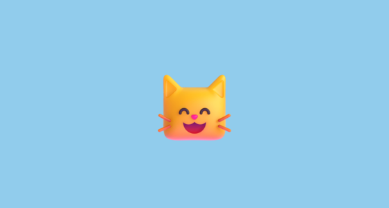 😸 미소 짓는 눈으로 활짝 웃는 고양이 얼굴 Emoji on Microsoft Teams 14.0