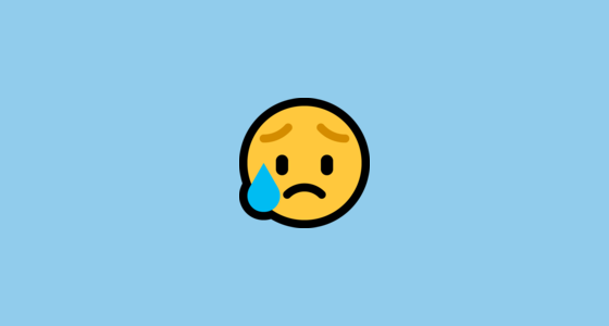 😥 Rosto Triste, Mas Aliviado Emoji on Microsoft Windows 10 May 2019 Update
