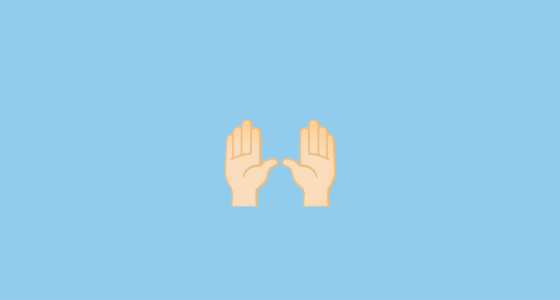 🙌🏻 Raising Hands: Light Skin Tone Emoji on Noto Color Emoji, Animated 14.0