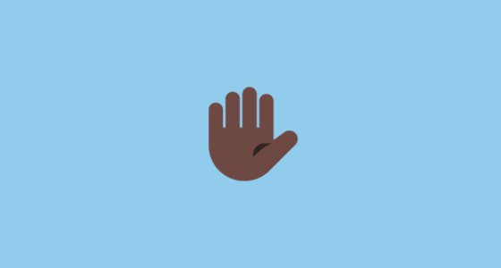 🏿 Raised Hand: Dark Skin Tone Emoji on Toss Face (토스페이스) 1.3