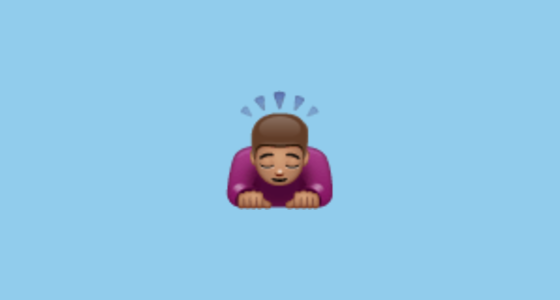 🙇🏽 Person Bowing: Medium Skin Tone Emoji on WhatsApp 2.17