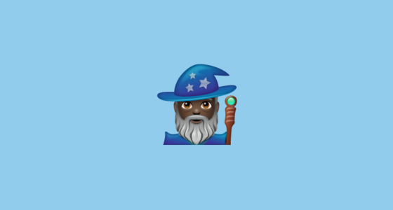 🧙🏿‍♂️ Man Mage: Dark Skin Tone Emoji on WhatsApp 2.23.2.72