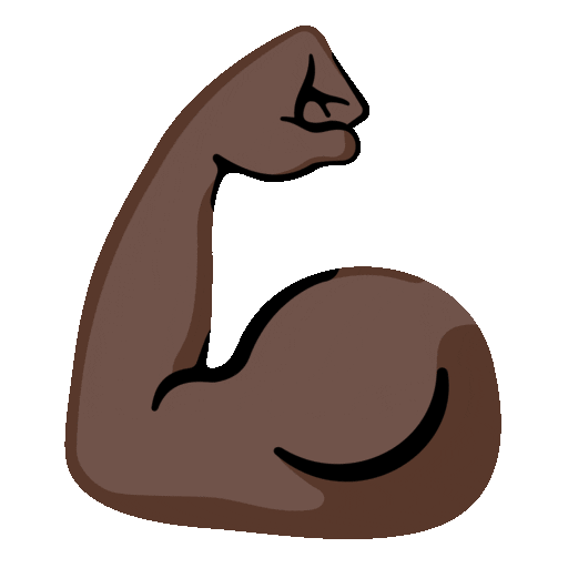💪🏿 Flexed Biceps: Dark Skin Tone on Noto Color Emoji, Animated 16.0