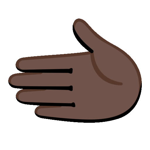 🫲🏿 Leftwards Hand: Dark Skin Tone on Noto Color Emoji, Animated 16.0