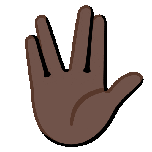 🖖🏿 Vulcan Salute: Dark Skin Tone on Noto Color Emoji, Animated 16.0