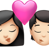 👩🏻‍ ️‍💋‍🧑🏻 Kiss: Woman, Person, Light Skin Tone on Apple iOS 17.4