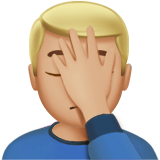 🤦🏼‍♂️ Man Facepalming: Medium-Light Skin Tone on Apple iOS 18.4