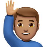 🙋🏽‍♂️ Man Raising Hand: Medium Skin Tone on Apple iOS 18.4