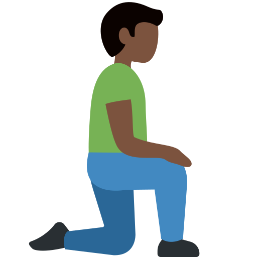 🧎🏿‍♂️‍ ️ Man Kneeling Facing Right: Dark Skin Tone on Discord 15.1