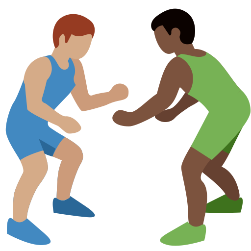 👨🏽‍🫯‍👨🏿 Men Wrestling: Medium Skin Tone, Dark Skin Tone on Discord 17.0.1