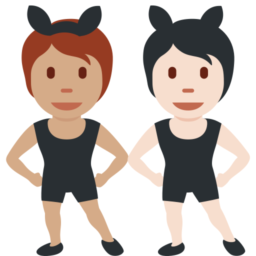🧑🏽‍🐰‍🧑🏻 People With Bunny Ears: Medium Skin Tone, Light Skin Tone on ...