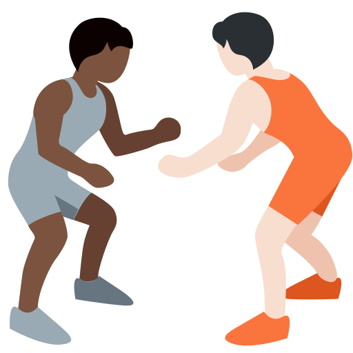 🧑🏿‍🫯‍🧑🏻 People Wrestling: Dark Skin Tone, Light Skin Tone on Discord 17.0.1