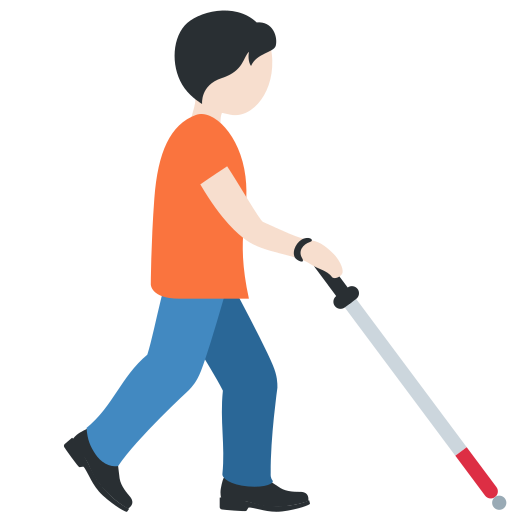 🧑🏻‍🦯‍ ️ Person with White Cane: Light Skin Tone, Facing Right on ...