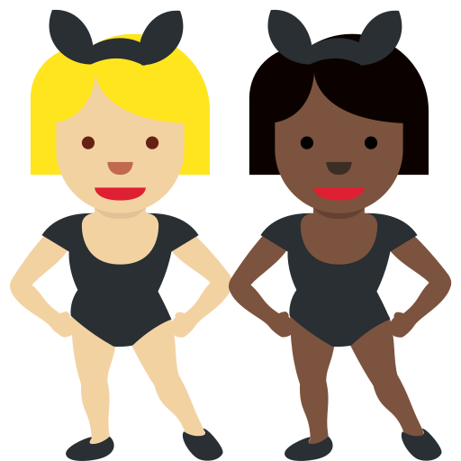 👩🏼‍🐰‍👩🏿 Women With Bunny Ears: Medium-Light Skin Tone, Dark Skin Tone ...