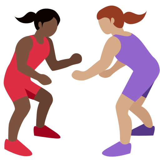 👩🏿‍🫯‍👩🏽 Women Wrestling: Dark Skin Tone, Medium Skin Tone on Discord 17.0.1