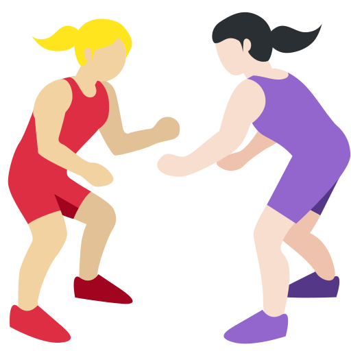 👩🏼‍🫯‍👩🏻 Women Wrestling: Medium-Light Skin Tone, Light Skin Tone on ...
