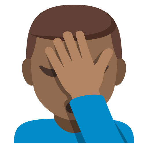 🤦🏾‍♂️ Man Facepalming: Medium-Dark Skin Tone on JoyPixels 3.1