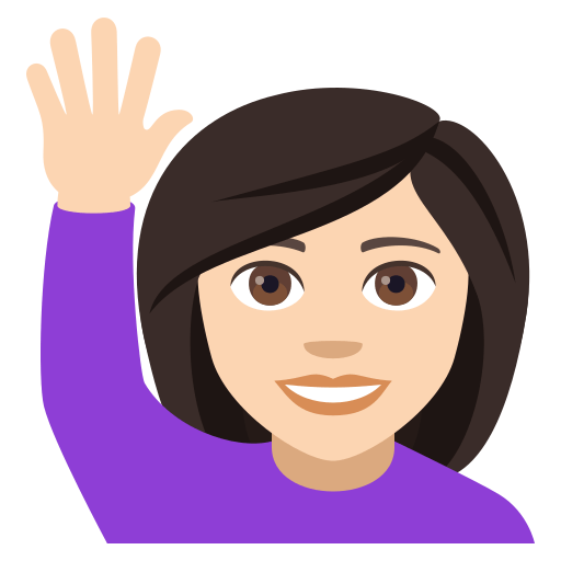 🙋🏻 Person Raising Hand: Light Skin Tone on JoyPixels 4.0