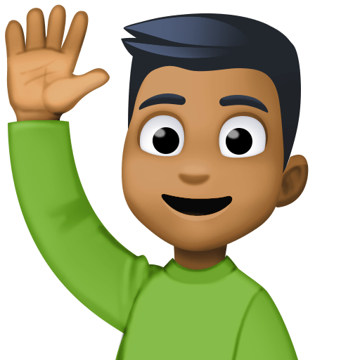 🙋🏾‍♂️ Man Raising Hand: Medium-Dark Skin Tone on Facebook 15.0